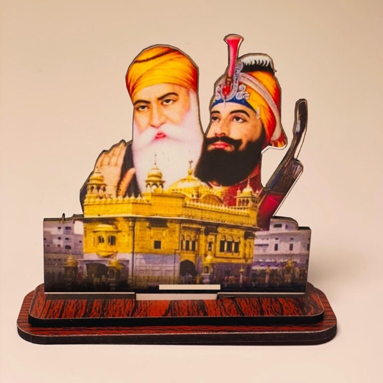 Sikh Gurus with Golden Temple Wooden Dashboard Frame - virasat Junction